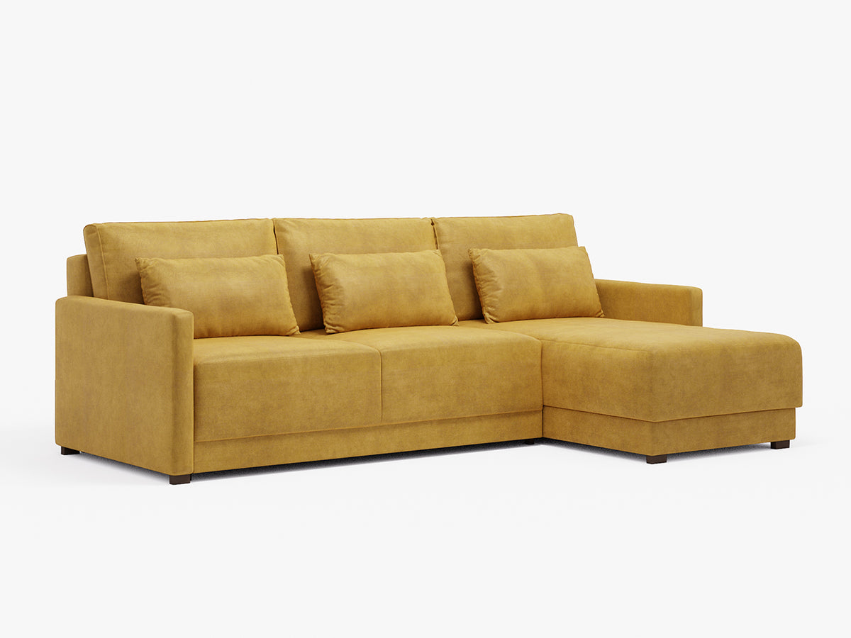 Hugo Corner Sofa Bed Right in Aurora Yellow – Stay In Bed